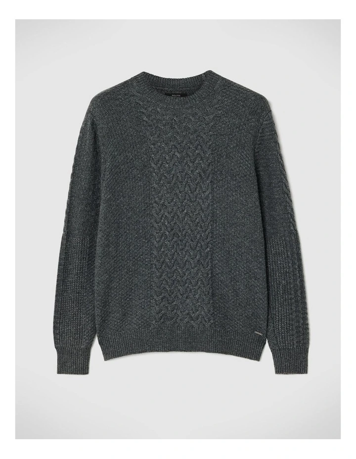 Politix Heavyweight Chunky Design With Contrast Cable Knit In Charcoal ...