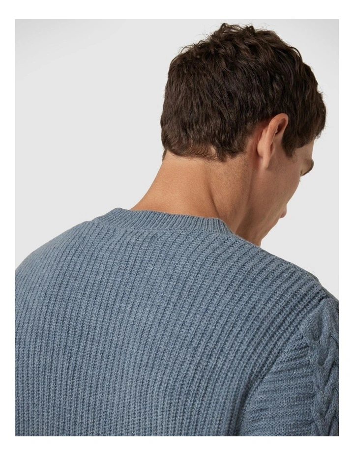 Politix Heavyweight Chunky Knit With Contrast Cable Design in Denim | MYER