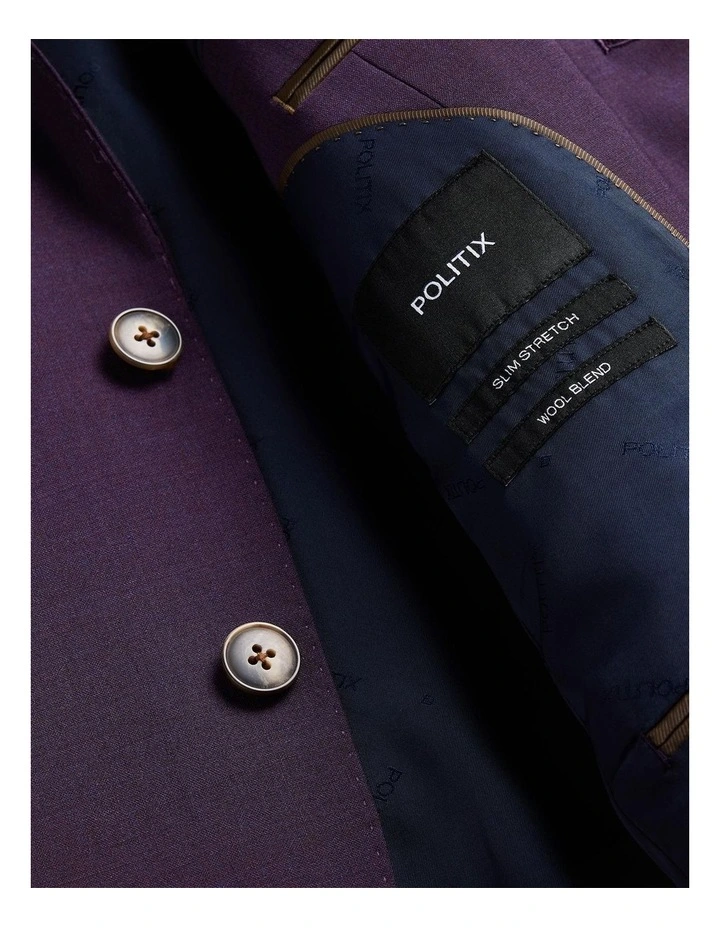 Politix Slim Stretch Wool Blend Tailored Jacket in Grape | MYER