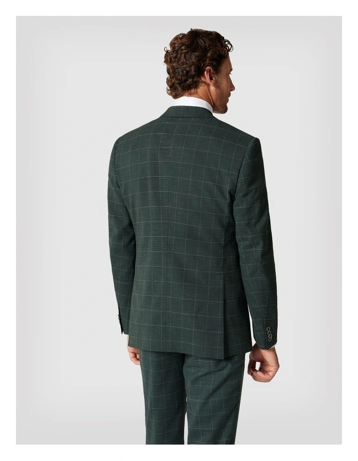 Politix Slim Stretch Double Breasted Check Tailored Jacket in Forest ...