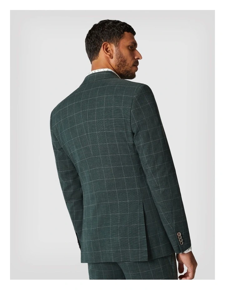 Politix Slim Stretch Windowpane Check Tailored Jacket in Forest ...