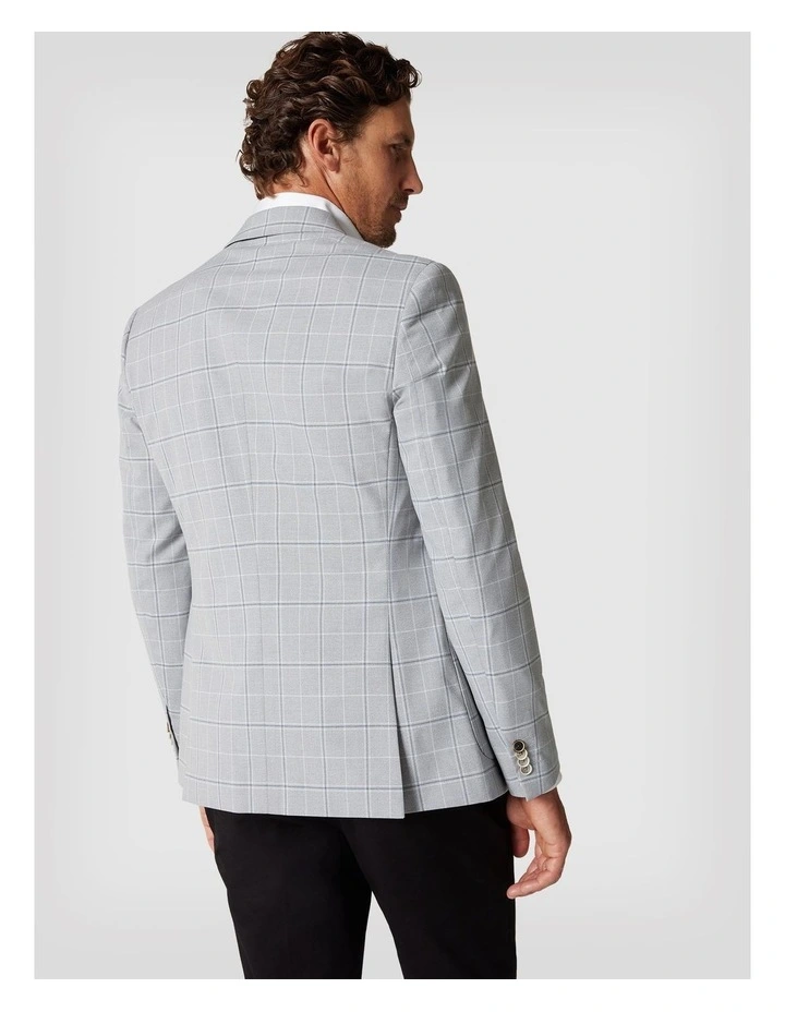 Politix Slim Stretch Windowpane Check Tailored Blazer in Grey ...