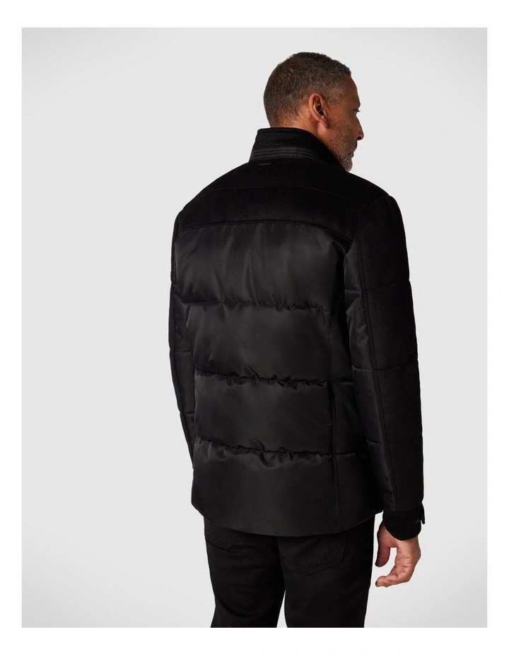 Politix Nylon Wool Blend Puffer Jacket in Black | MYER