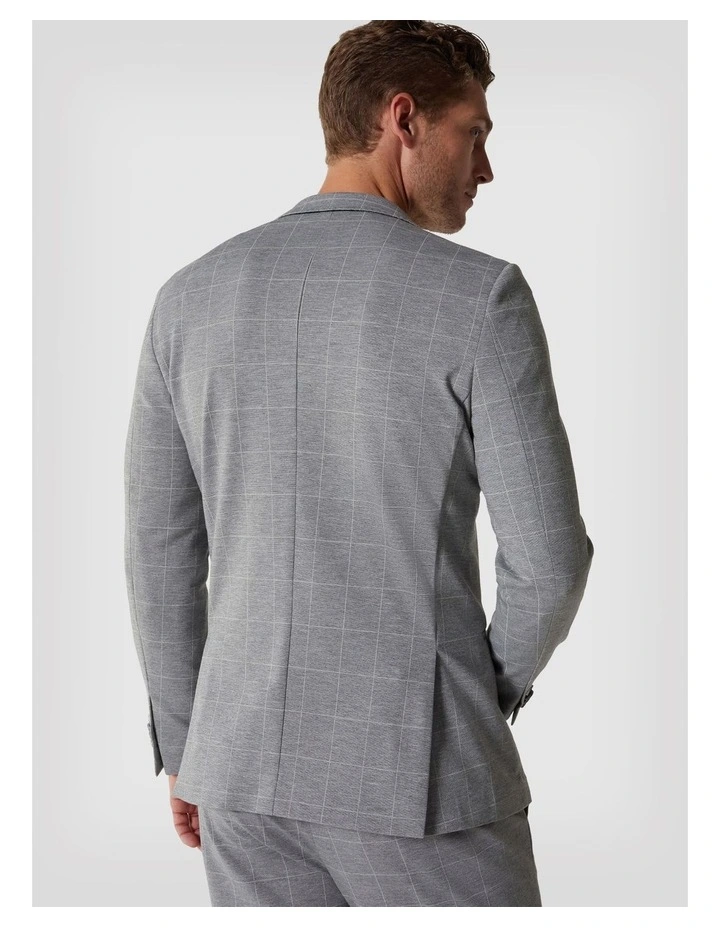 Politix Regular Stretch Jersey Check Tailored Jacket in Grey Windowpane ...