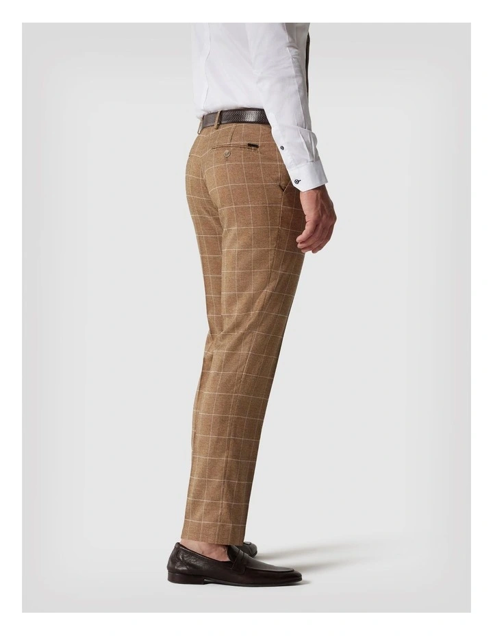 Politix Slim Stretch Windowpane Check Tailored Pant in Camel Window ...