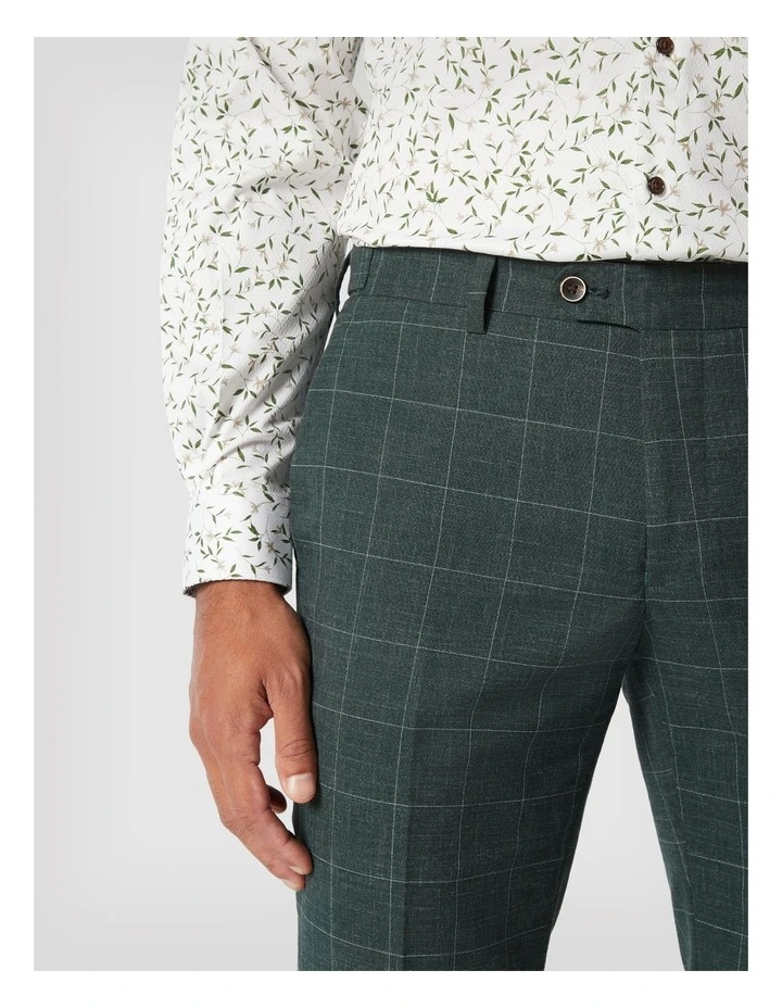 Politix Slim Stretch Windowpane Check Tailored Pant in Forest ...