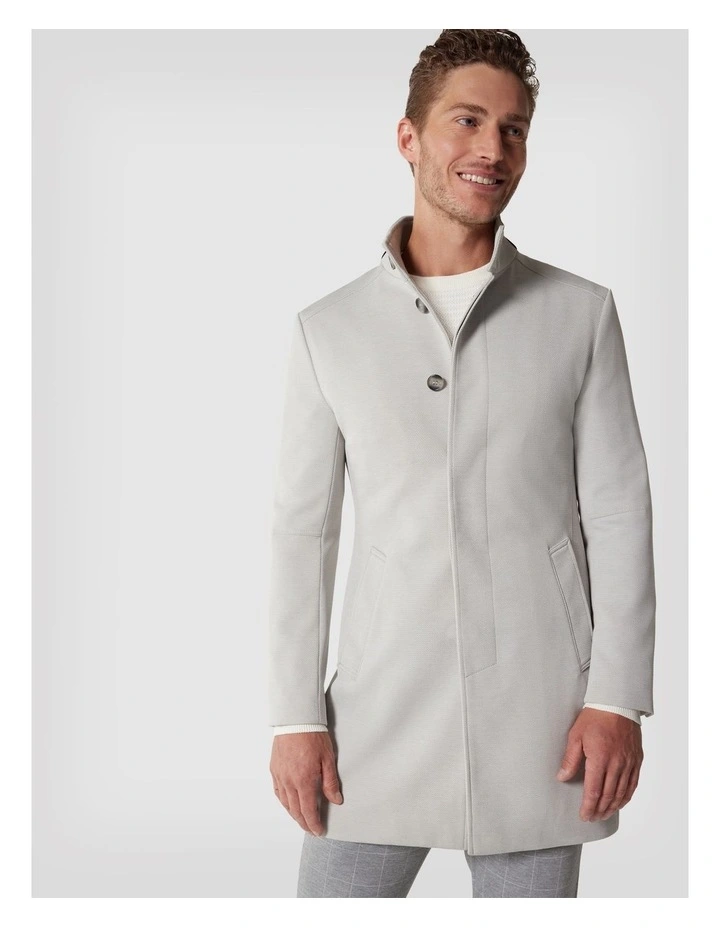 Politix Knitted Funnel Neck Commuter Coat in Bone | MYER