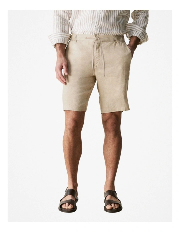 Trenery Linen Drawstring Short in Taupe | MYER