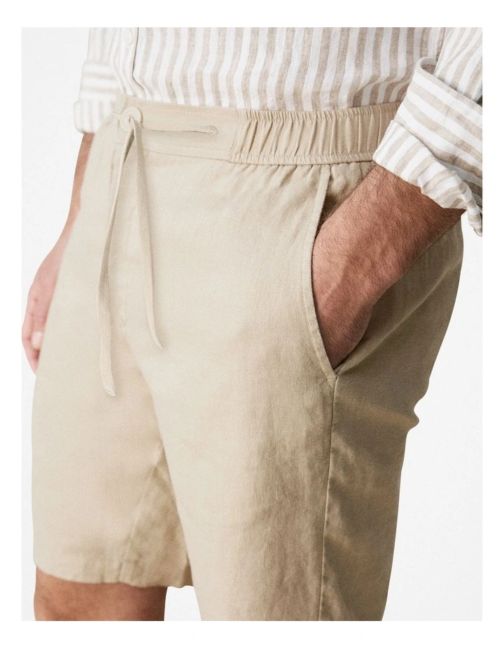 Trenery Linen Drawstring Short in Taupe | MYER