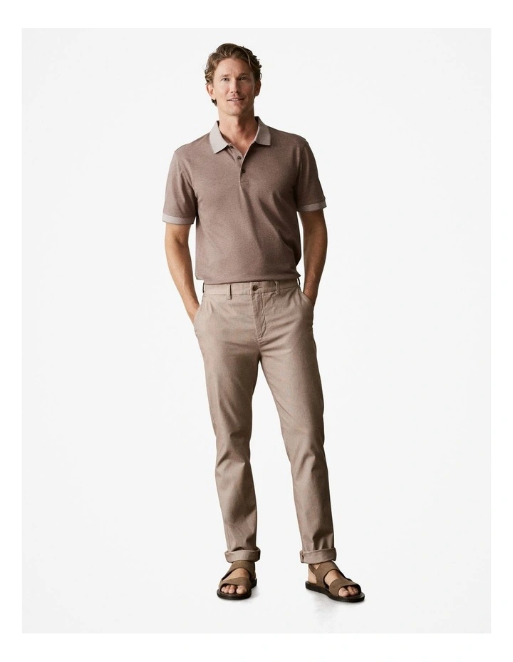 Trenery Regular Fit Cotton Dobby Chinos Pant in Cocoa | MYER