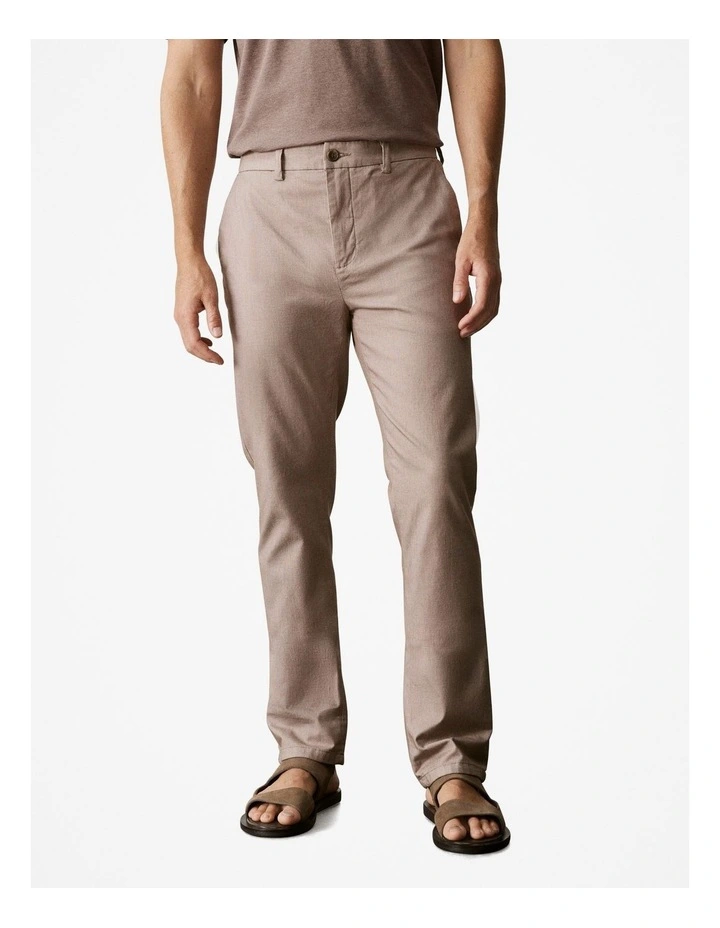 Trenery Regular Fit Cotton Dobby Chinos Pant in Cocoa | MYER