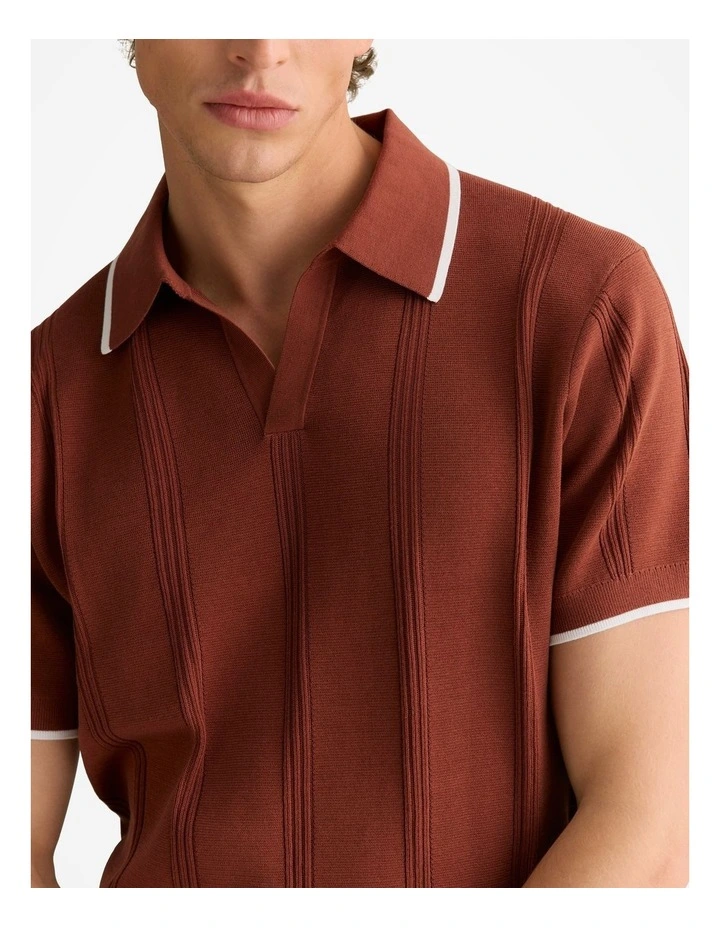 Trenery Mercerised Cotton Tipped Polo in Rust Red | MYER