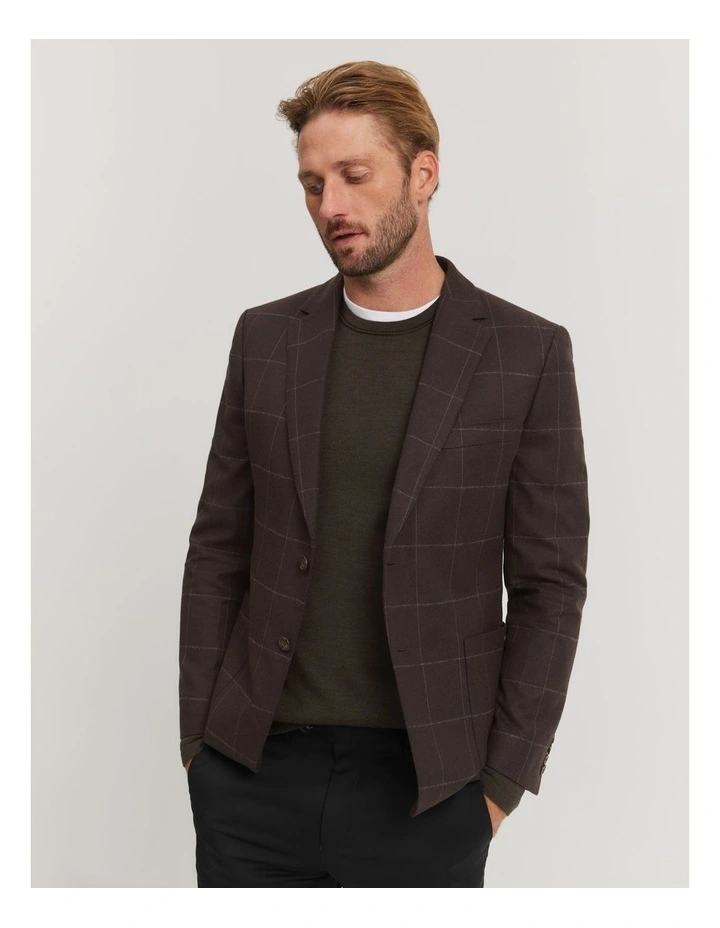 Country Road Regular Fit Tweed Check Blazer in Chocolate | MYER