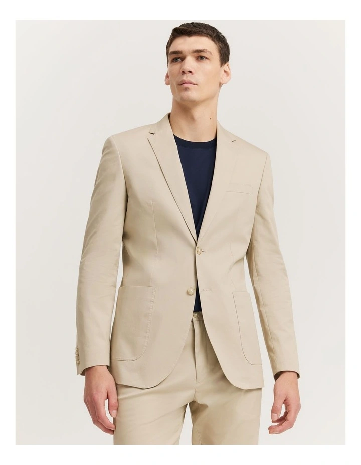 Country Road Slim Fit Cotton Stretch Blazer in Clay | MYER