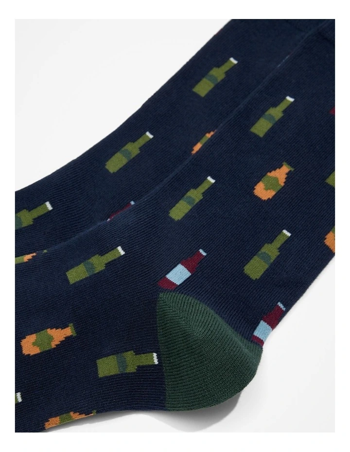 Country Road Australian Cotton Blend Beer Bottle Sock in Navy | MYER