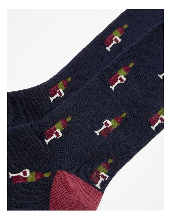 Country Road Australian Cotton Blend Wine Sock in Navy | MYER