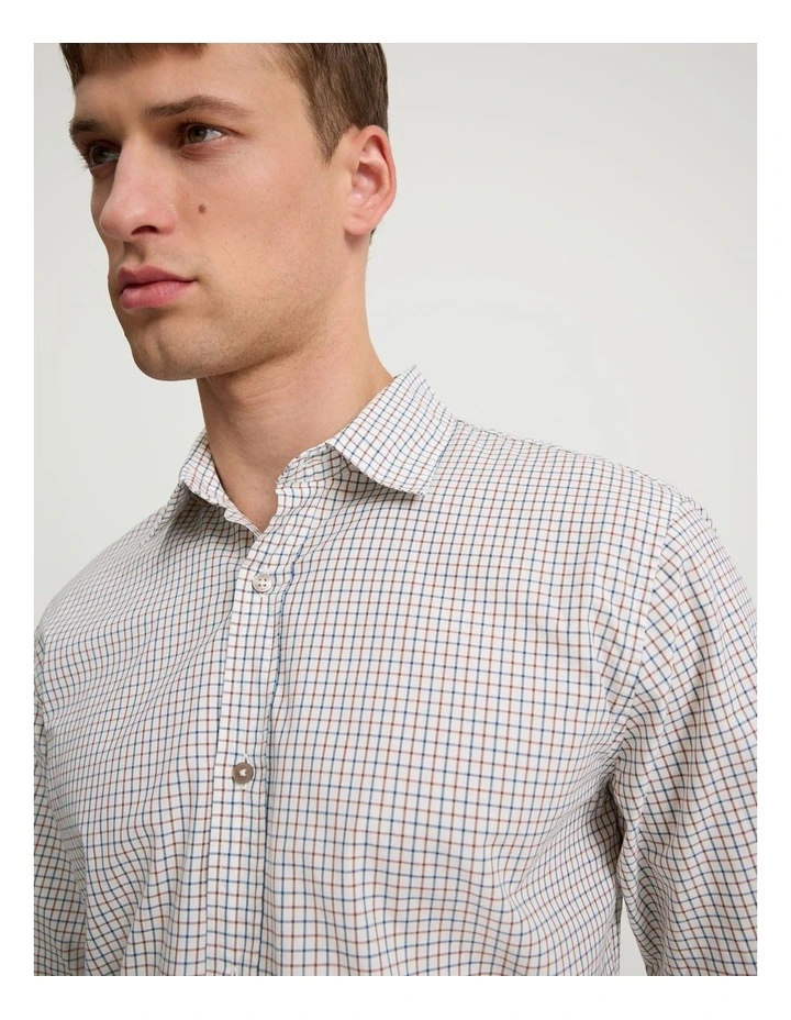 Country Road Regular Fit Micro Check Shirt in Brick Multi | MYER