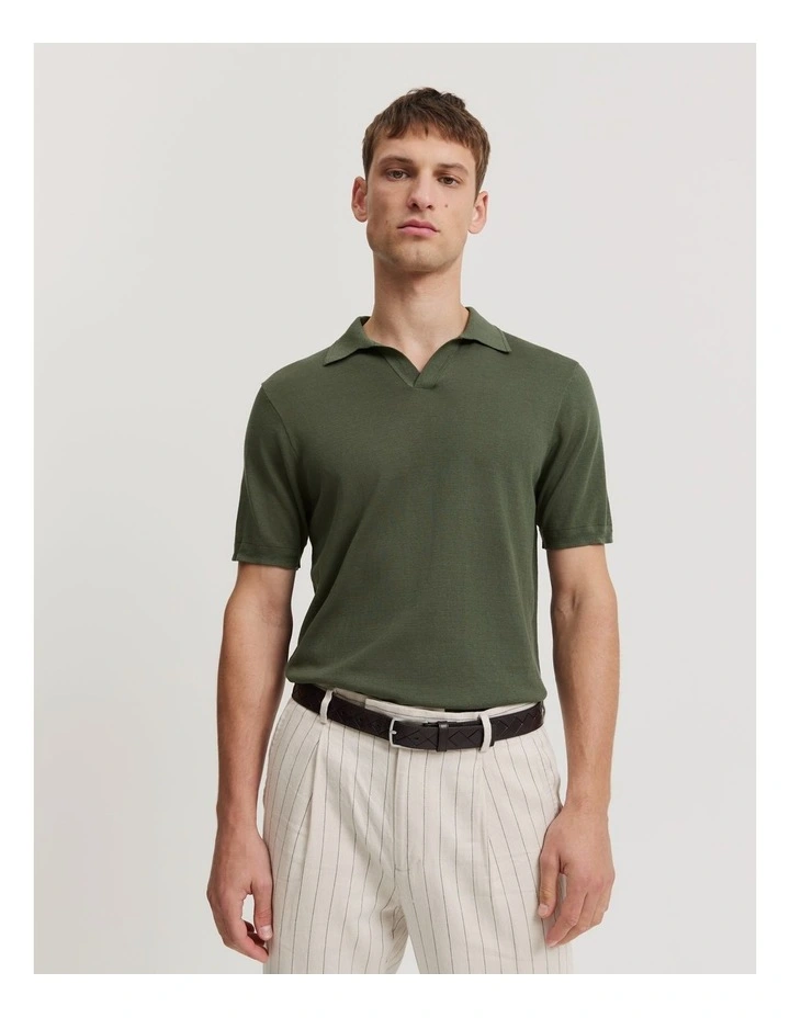 Country Road Cotton Silk Trophy Polo Shirt in Dark Green | MYER