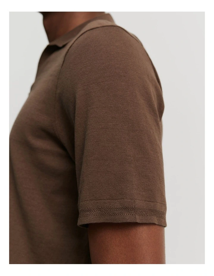 Country Road Cotton Silk Trophy Polo in Chocolate | MYER