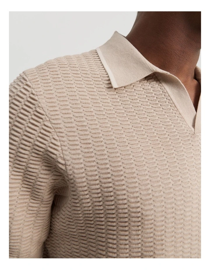 Country Road Textured Trophy Polo in Stone Melange | MYER