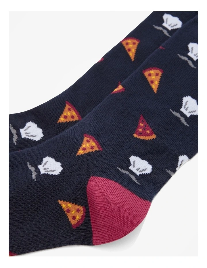 Country Road Australian Cotton Blend Pizza Chef Sock in Navy | MYER