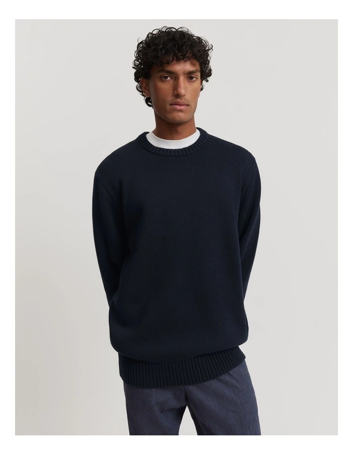 Country Road Australian Cotton Crew Knit In Navy | MYER