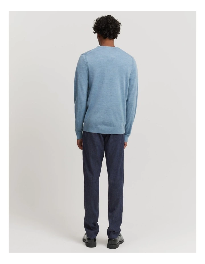 Country Road Australian Merino V-Neck Knit in Light Blue Melange | MYER