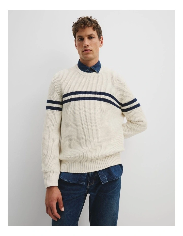 Country Road Australian Cotton Panel Knit Sweater in Pebble | MYER