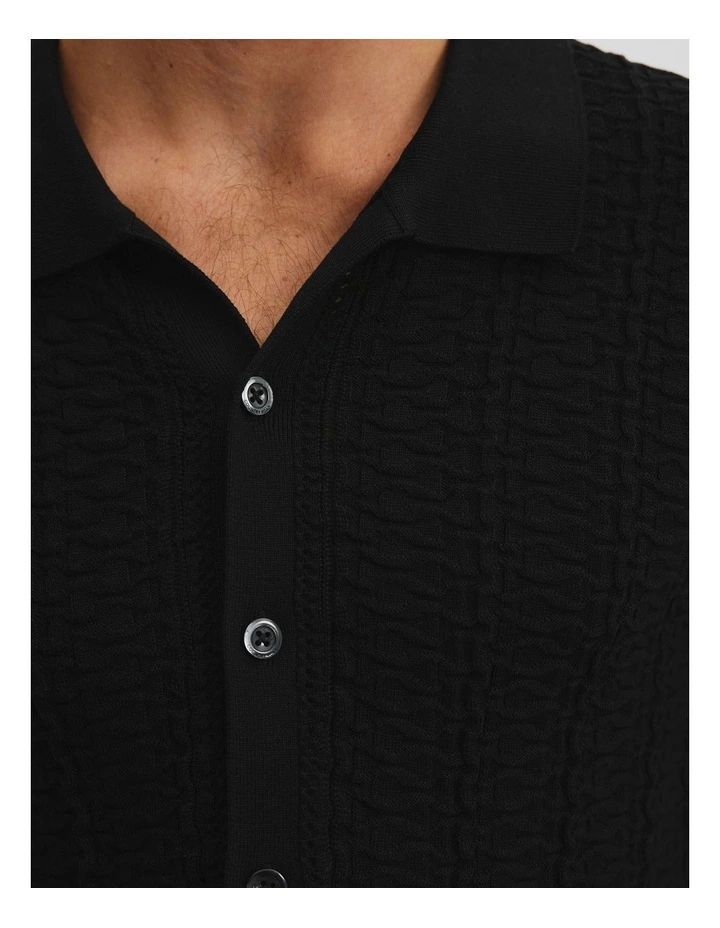 Country Road Cotton Silk Textured Knit Shirt in Black | MYER