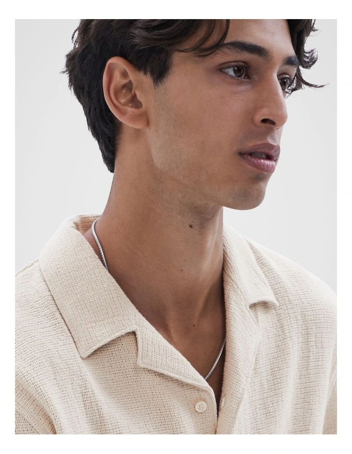 Unison Textured Short Sleeves Regular Fit Shirt in Cream | MYER