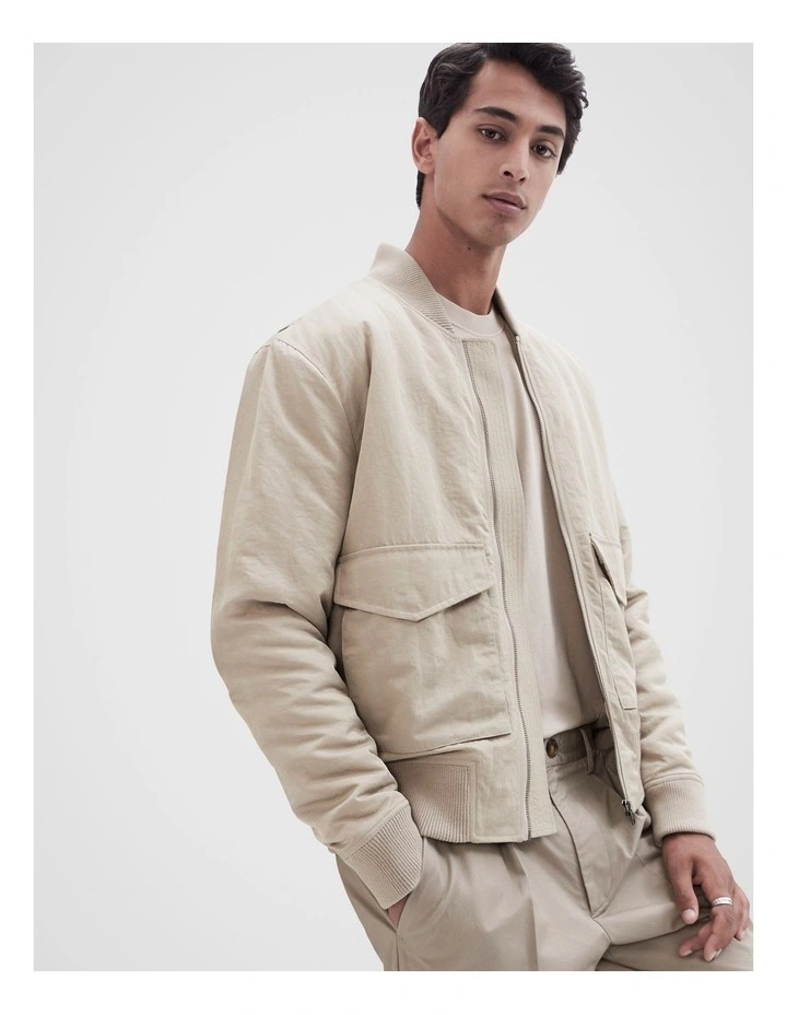 Unison Utility Bomber Jacket in Taupe | MYER