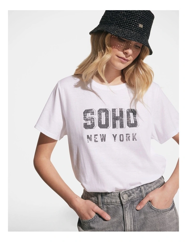Decjuba Soho Print Tee in White | MYER