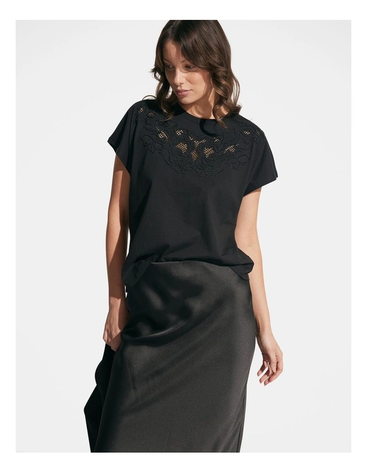 Decjuba Callie Cutwork Tee in Black | MYER