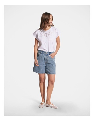 Decjuba Callie Cutwork Tee in Bright White | MYER