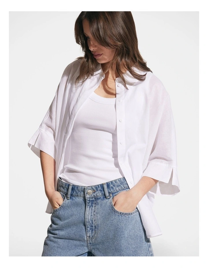 Decjuba Romi Oversized Shirt in White | MYER