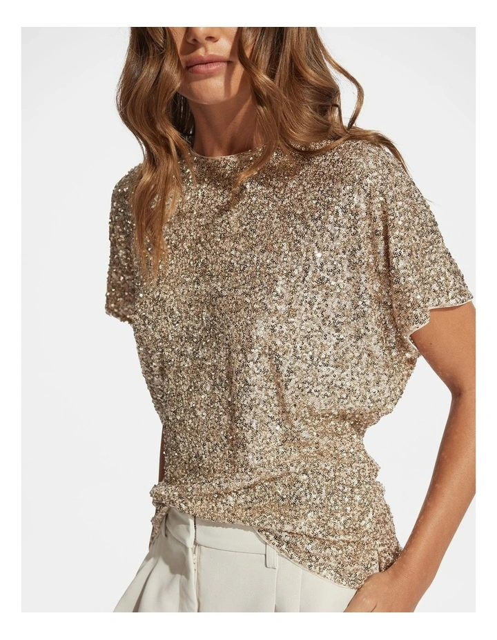 Decjuba Erin Sequin Tee in Gold | MYER