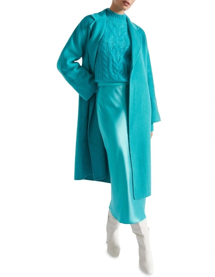 Seed Heritage Wool Blend Relaxed Coat in Blue | MYER