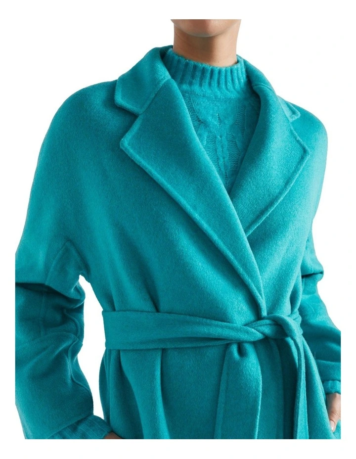 Seed Heritage Wool Blend Relaxed Coat in Blue | MYER