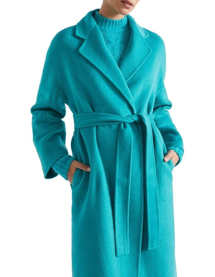 Seed Heritage Wool Blend Relaxed Coat in Blue | MYER
