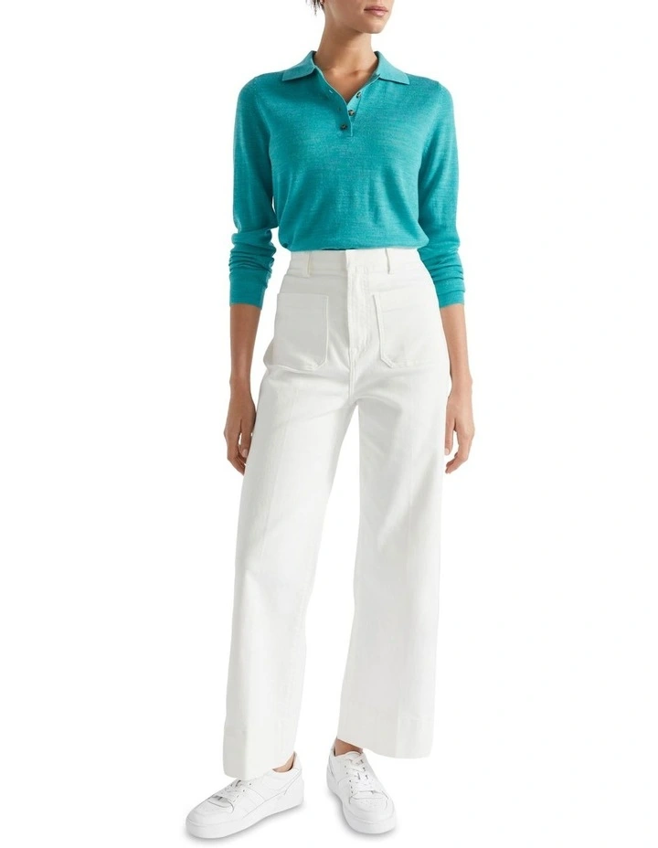 Seed Heritage Button Down Polo Knit in Blue | MYER