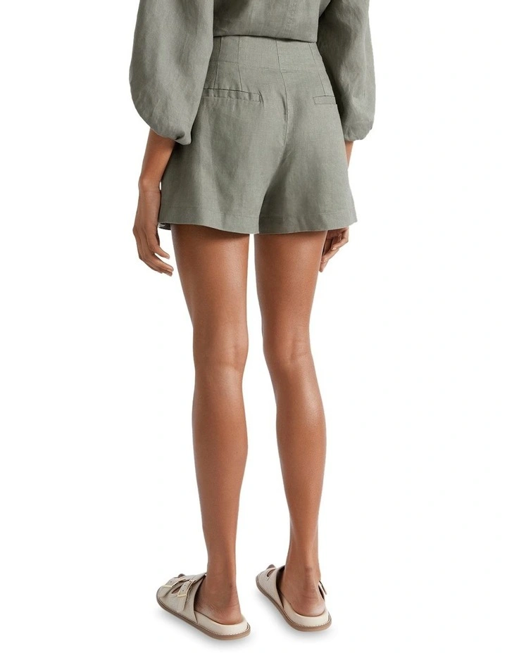 Seed Heritage Core Linen Waisted Short in Smokey Olive | MYER