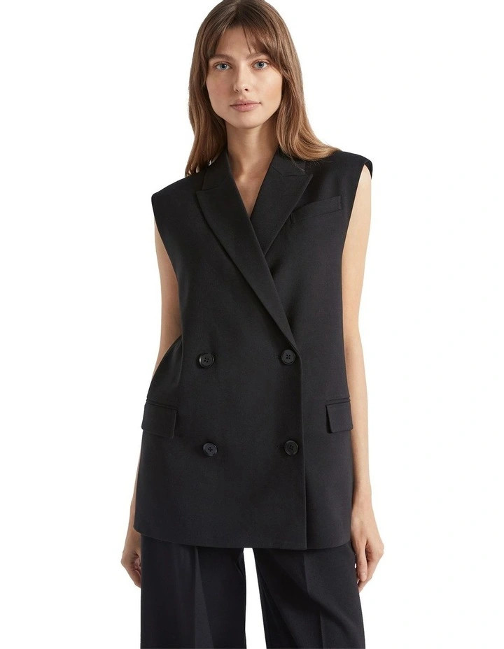Seed Heritage Mid Length Vest in Black | MYER