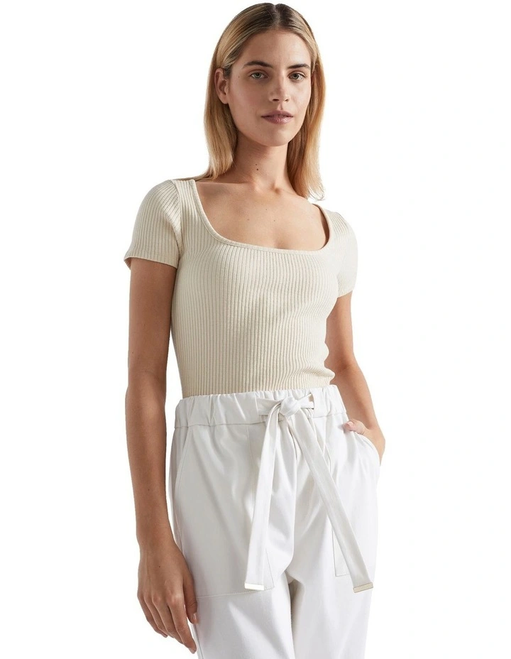 Seed Heritage Ribbed Neat Tee in Magnolia | MYER