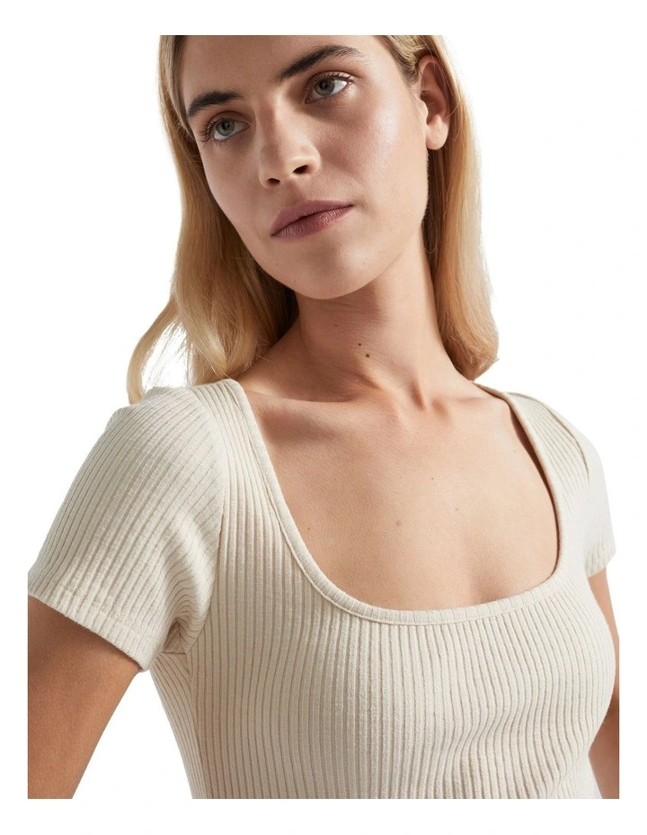 Seed Heritage Ribbed Neat Tee in Magnolia | MYER