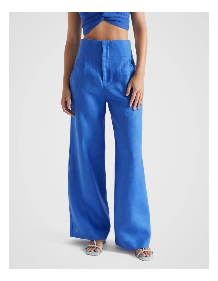 Seed Heritage Core Linen Waisted Pant in Deep Ocean | MYER