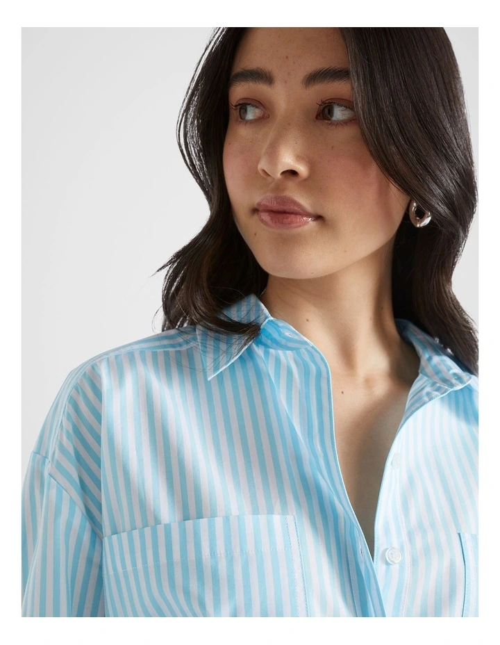 Seed Heritage Pocket Front Shirt in Shimmer Blue Stripe | MYER