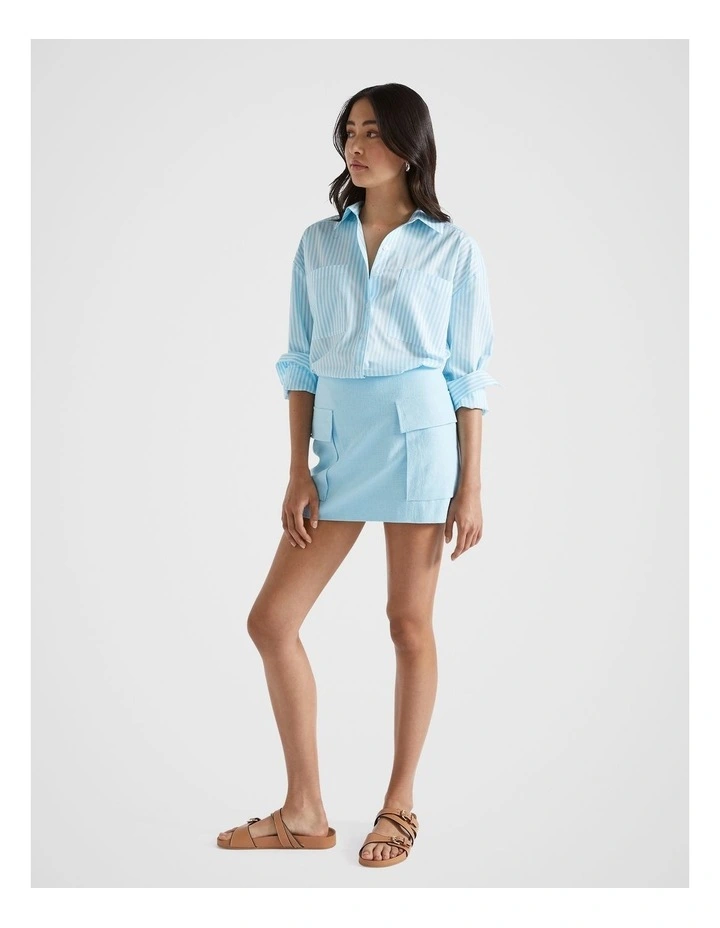 Seed Heritage Pocket Front Shirt in Shimmer Blue Stripe | MYER