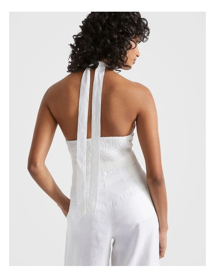 Seed Heritage Linen Halter Top in White | MYER