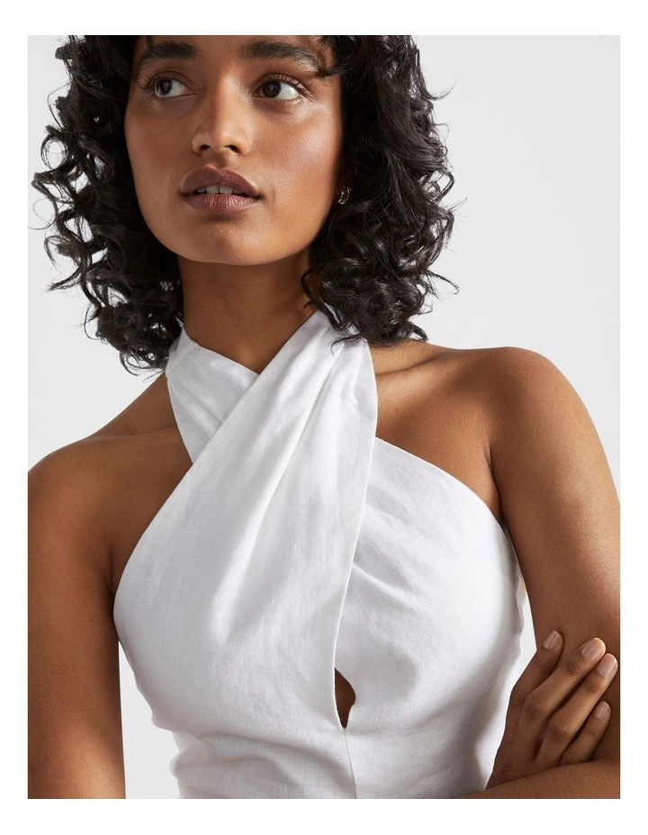 Seed Heritage Linen Halter Top in White | MYER