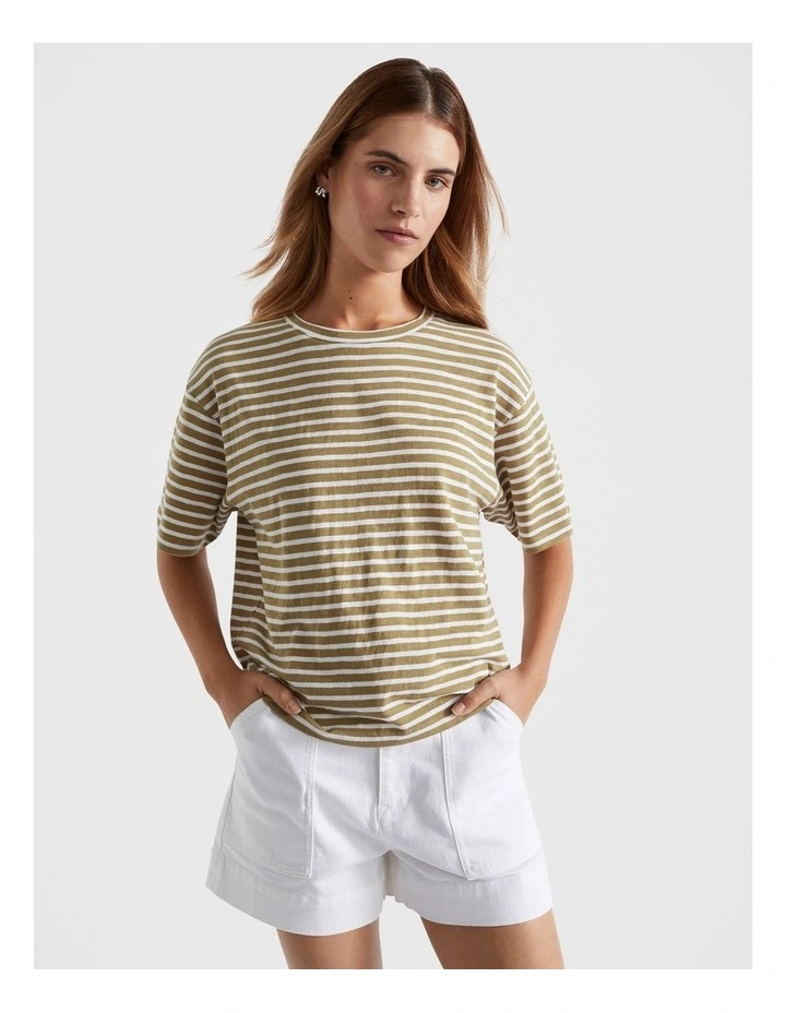 Seed Heritage Stripe Boxy Tee in Pistachio | MYER